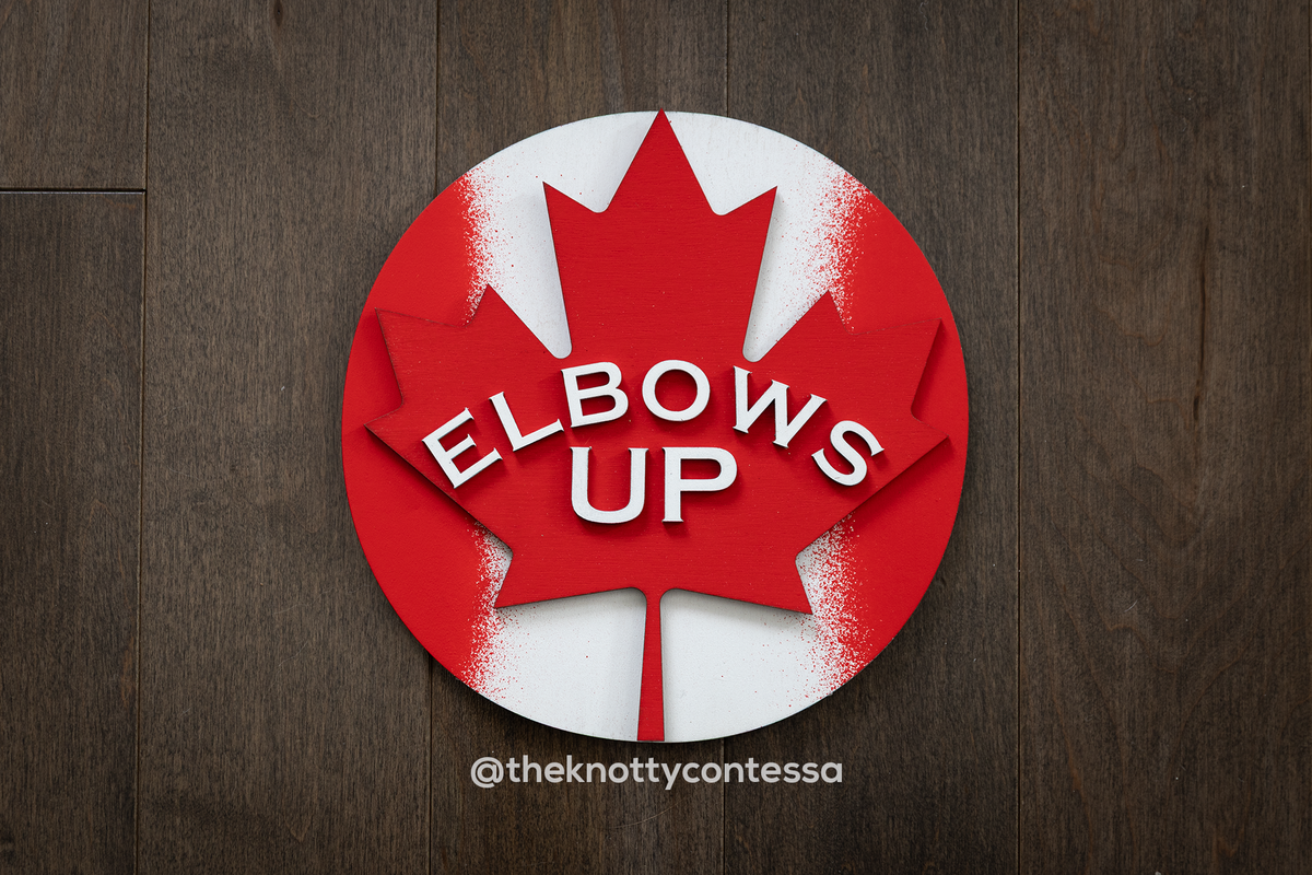 Elbows Up - Rustic Canadian Flag Premium "O" Cut Out - The Knotty Cont ...