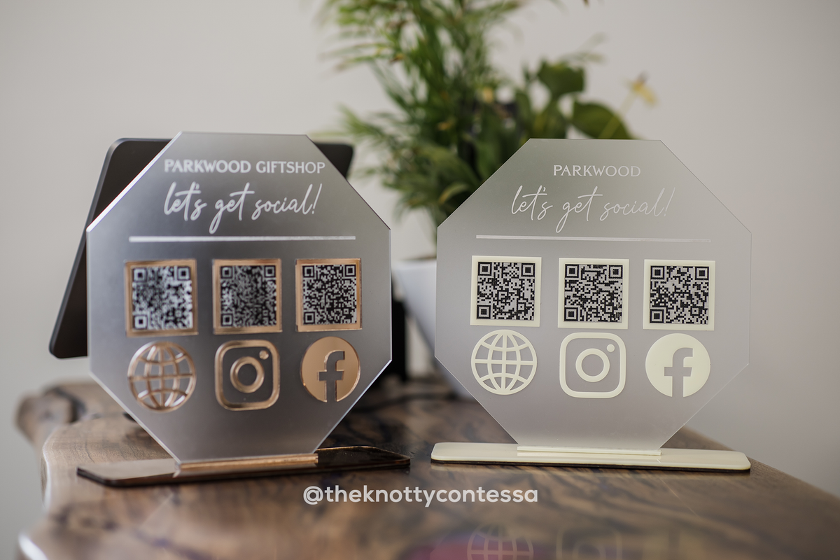 Triple QR Code Acrylic Social Media Business Sign – The Knotty Contessa